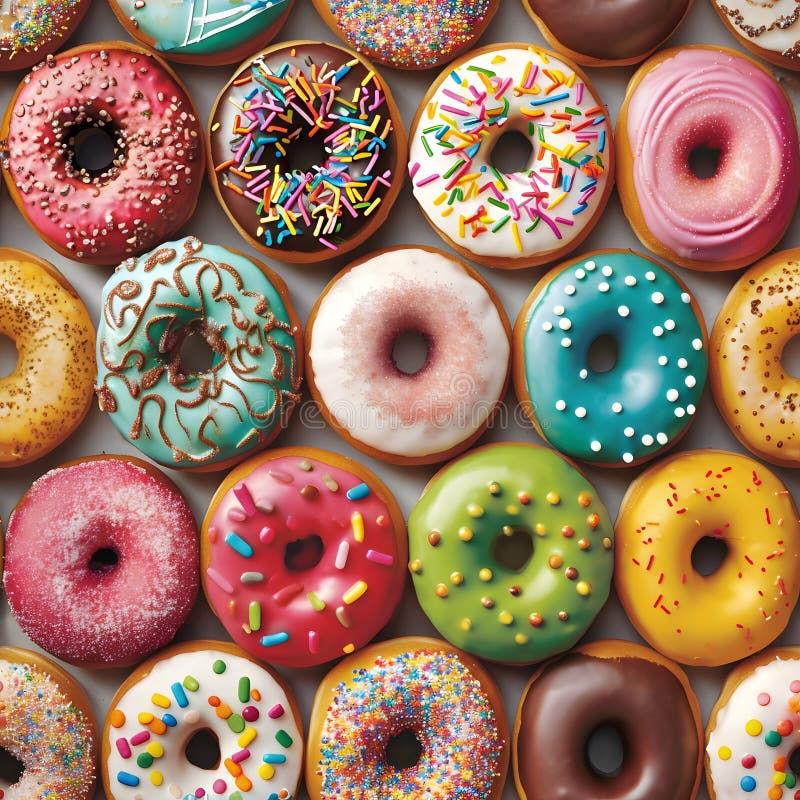 Seamless Texture and Pattern of Colorful Glazed Doughnuts with High ...