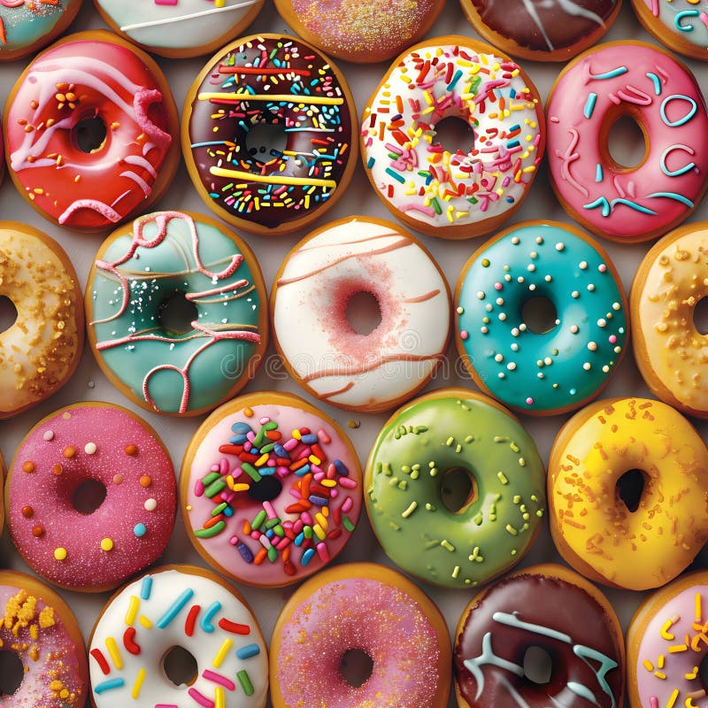 Seamless Texture and Pattern of Colorful Glazed Doughnuts with High ...
