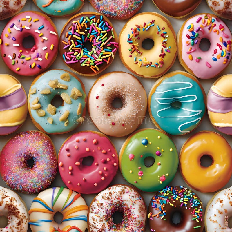 Seamless Texture and Pattern of Colorful Glazed Doughnuts with High ...