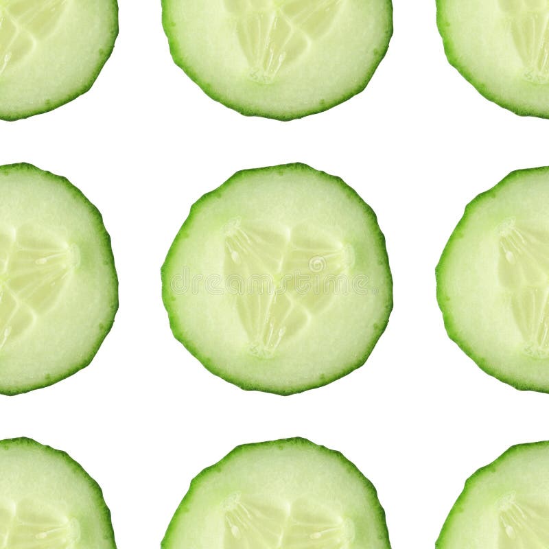 Seamless Texture Pattern of Cucumber Slices on a White Background Stock ...