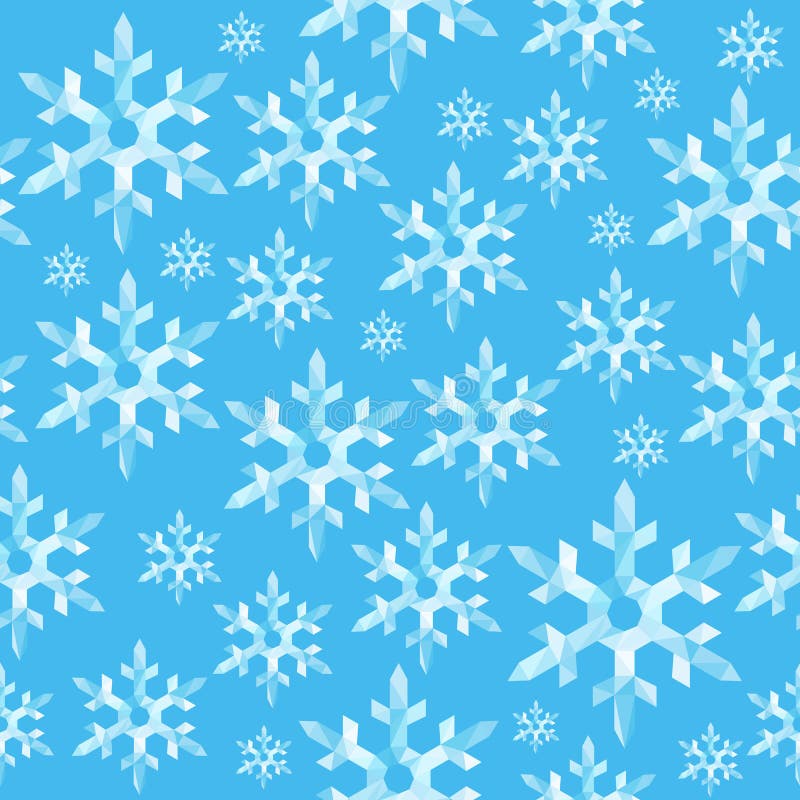 Seamless Texture Pattern Polygon Pointed Snowflake Ice on a Light Blue ...