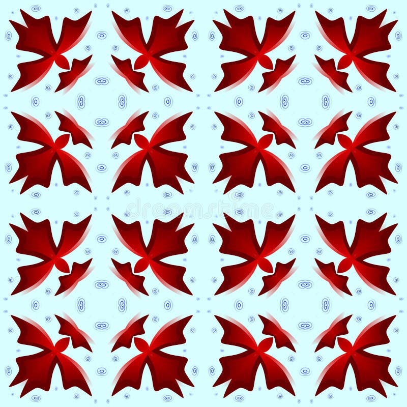 Seamless Texture of Red Elements on a Blue Background Stock ...