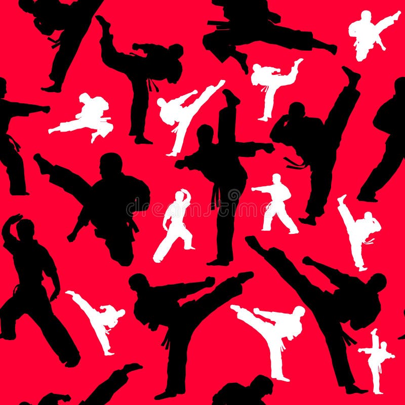 Seamless Texture Pattern Red Karate Martial Arts. Vector, EPS. Stock ...