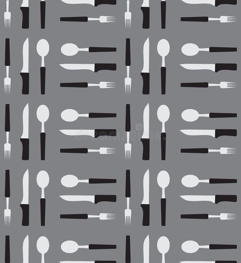 Seamless Texture with a Pattern of a Spoon Fork and Knife Stock Vector ...