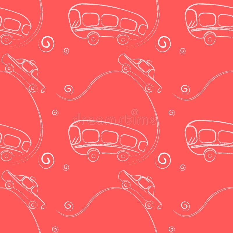 Seamless Texture, Pattern on a Square Background - Transport - Bus and ...