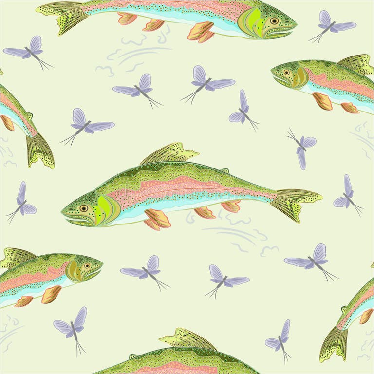 Seamless Texture Rainbow Trout Vector Stock Vector - Illustration of ...