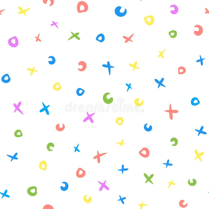 Seamless Texture with Random Colorful Circles and Plumes Drawn by Hand ...