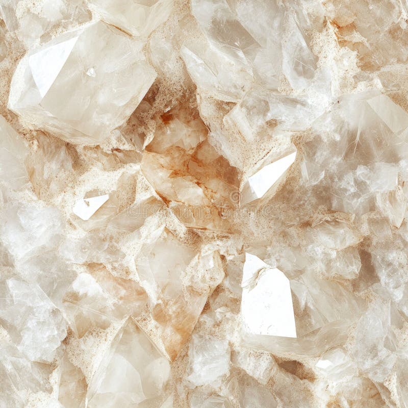 Seamless Texture of Raw Quartz Crystal, High Transparency with White ...