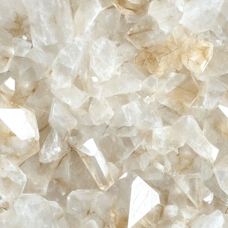 Seamless Texture of Raw Quartz Crystal, High Transparency with White ...