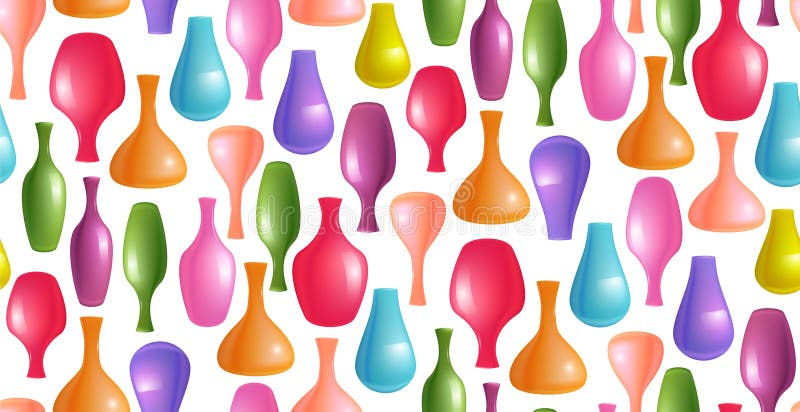 Seamless Texture with Realistic Colorful Vases Stock Illustration ...