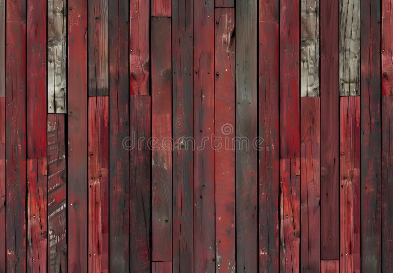 Seamless Red Wood Slat Texture - Rustic Wooden Fence Stock Illustration ...