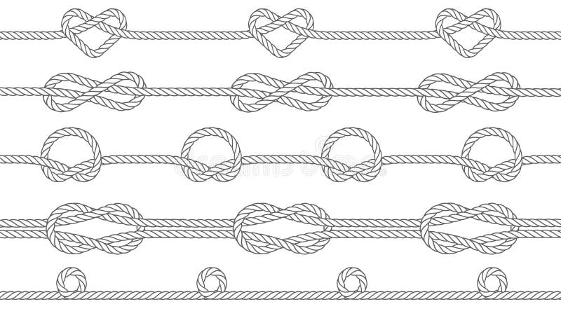 Set of Nautical Rope with Marine Symbols in Center of Line. Border Line ...