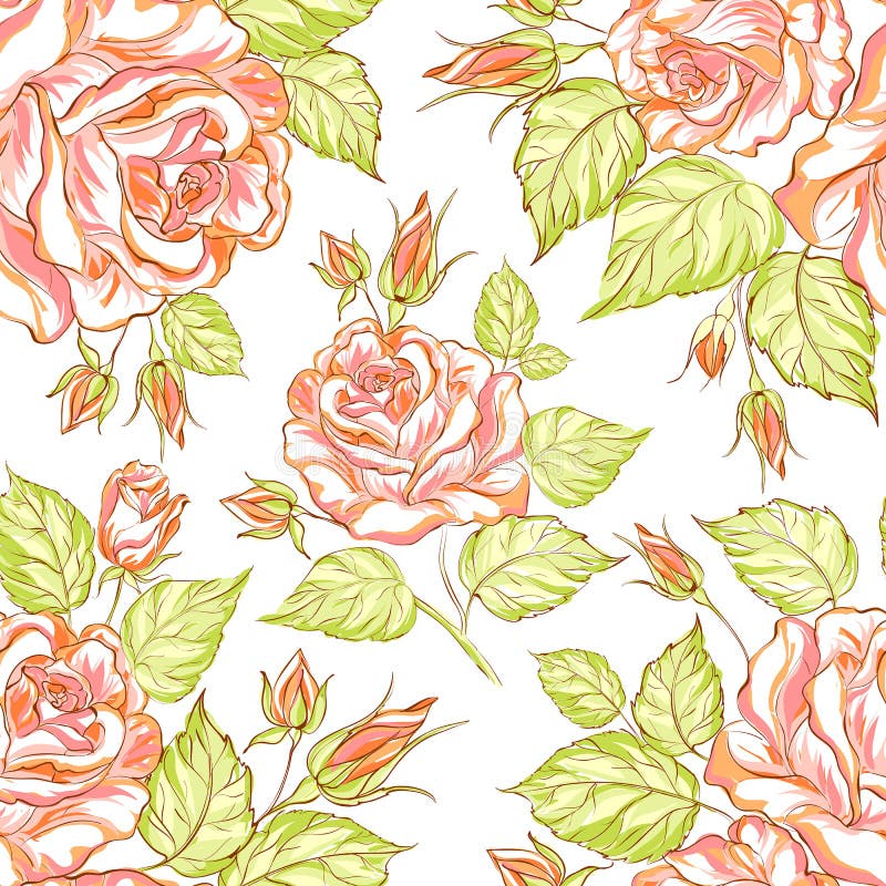 Seamless Texture of Pink Roses for Textiles Stock Vector - Illustration ...