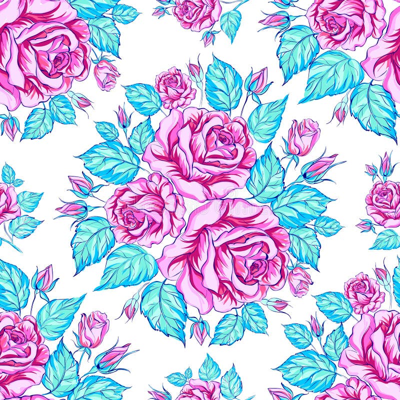 Seamless texture of roses stock vector. Illustration of decorative ...