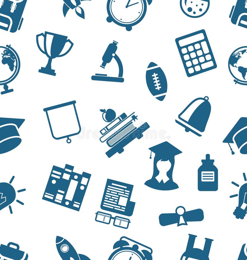 Seamless Texture with School Flat Minimal Icons Stock Vector ...