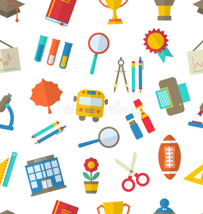 Seamless Texture with School Icons Stock Vector - Illustration of ...