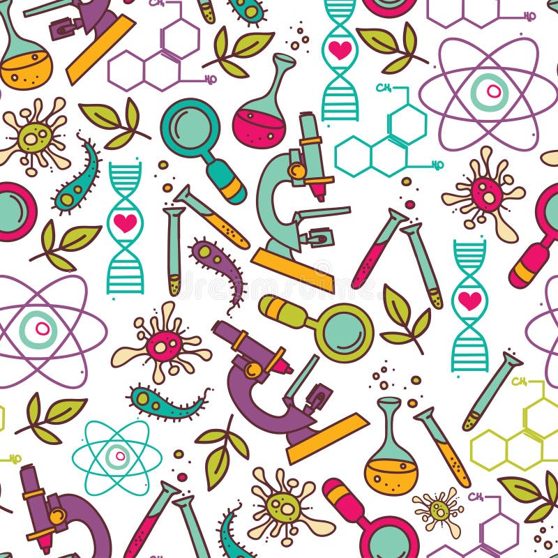 Seamless Texture for Scince Stock Vector - Illustration of molecule ...