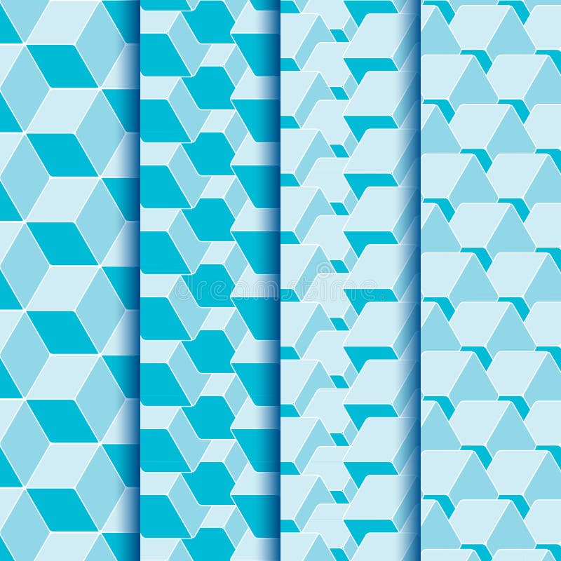 Seamless Texture Set of Geometric Square Shapes Stock Vector ...