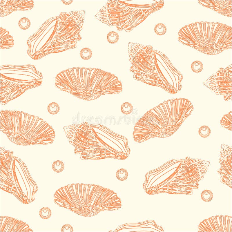 Seamless Texture Shells and Pearls Vintage Vector Stock Vector ...
