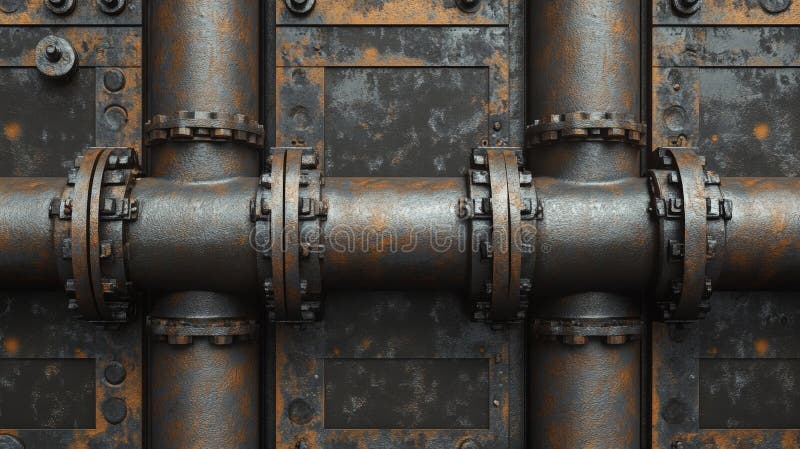 Seamless Industrial Background Rusty Pipeline Junctions Texture for 3D ...