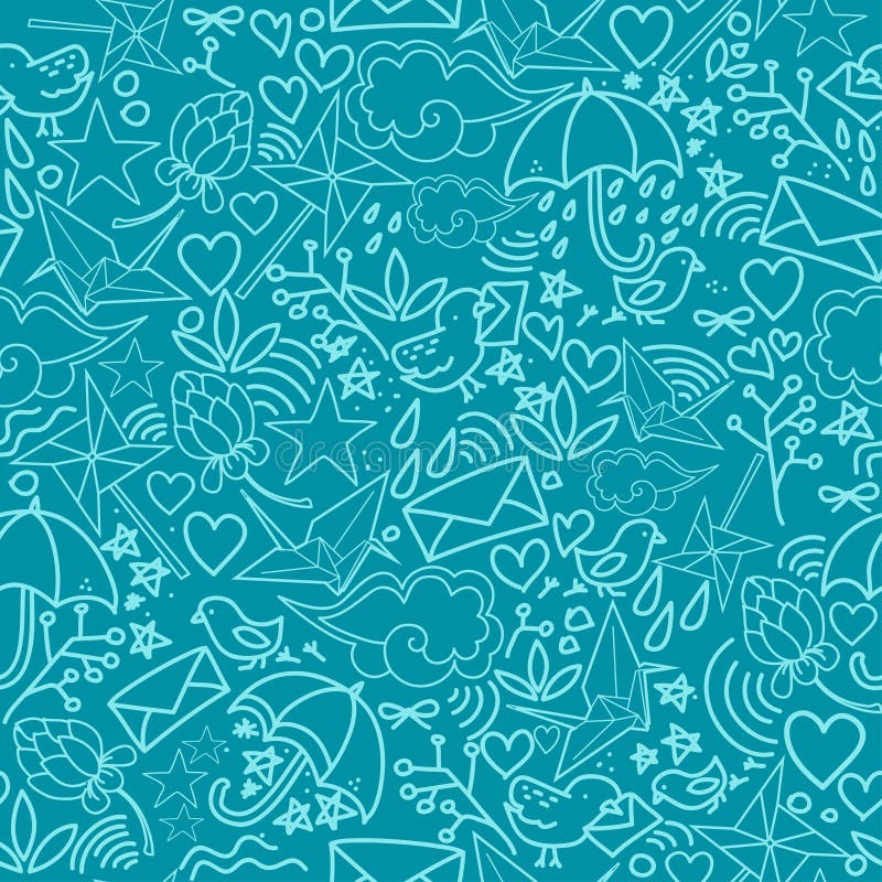 Seamless Texture with Some Cute Objects in Hand Drawn Style Stock ...