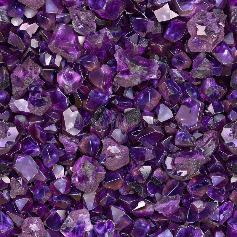Seamless Texture of Sparkling Amethysts on a Purple Backdrop Stock ...