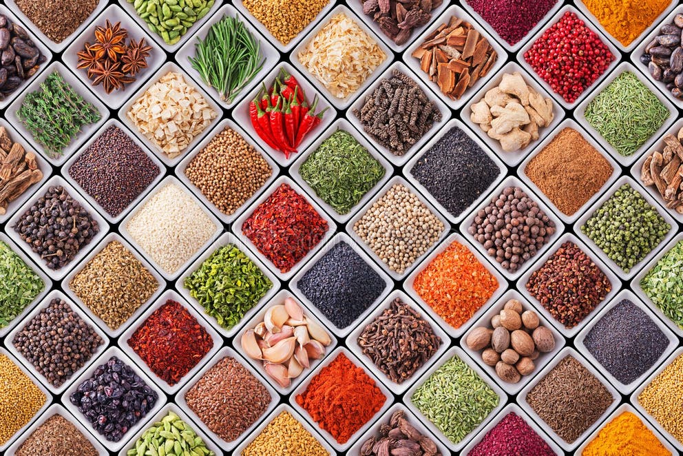 Seamless Texture with Spices and Herbs Stock Photo - Image of allspice ...
