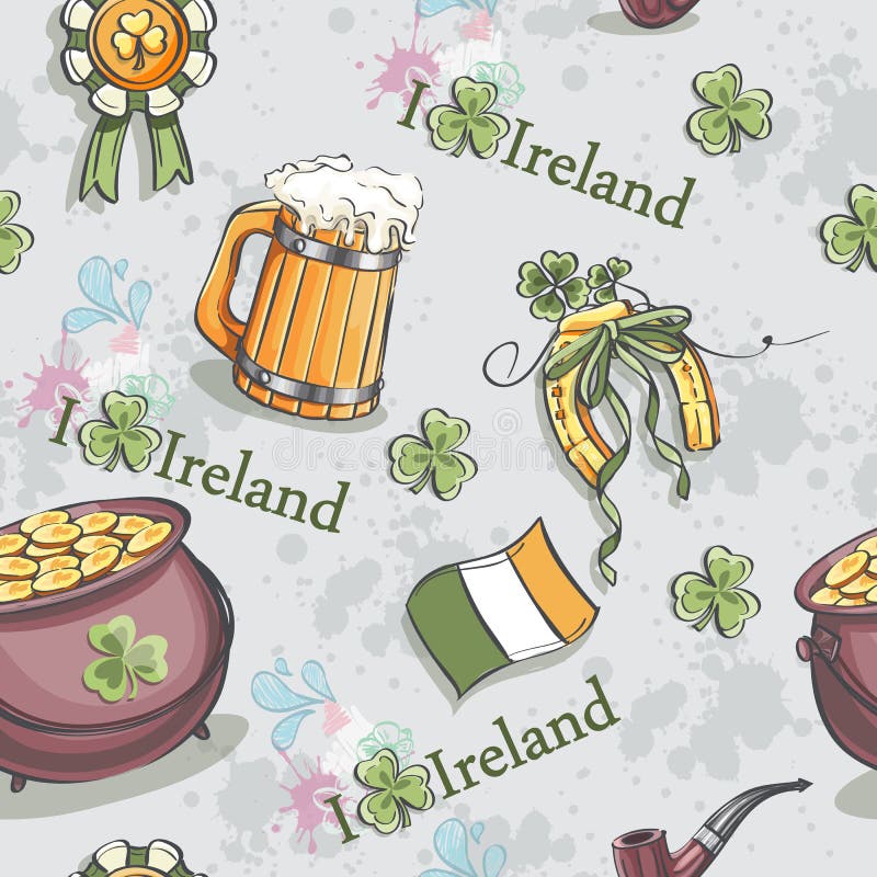 Seamless Texture for St. Patrick S Day with a Pot of Gold Stock Vector ...