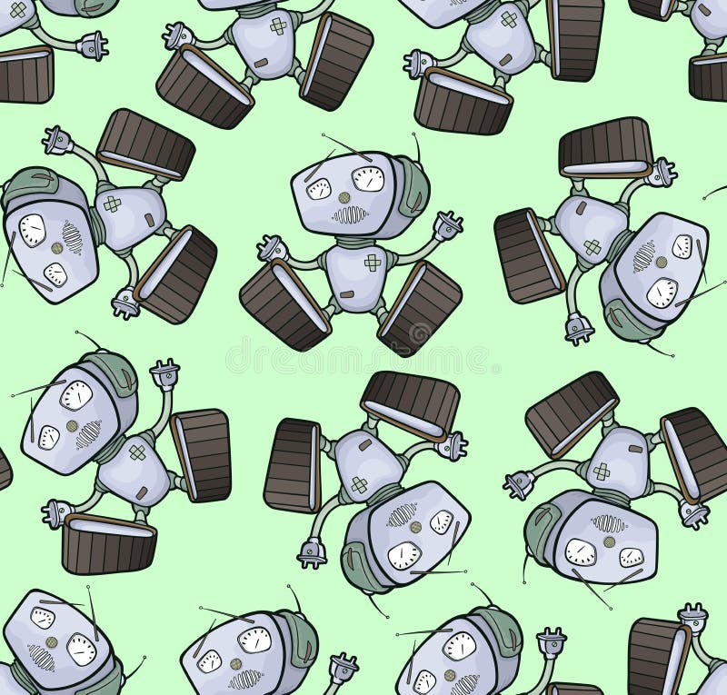 Seamless Texture with Toy Robots. Stock Vector - Illustration of robot ...