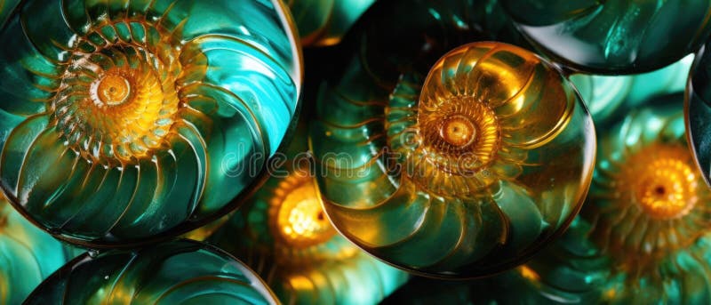 Seamless Texture of Translucent Glass Ammonite Fossil Shells in ...