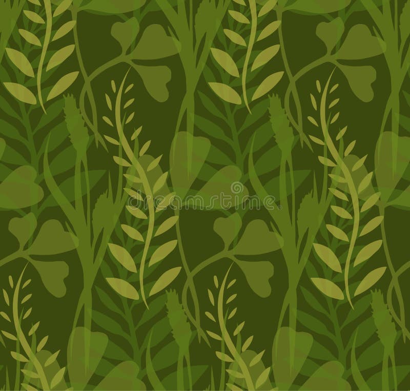 Seamless Texture with Transparent Plants and Herbs Stock Vector ...