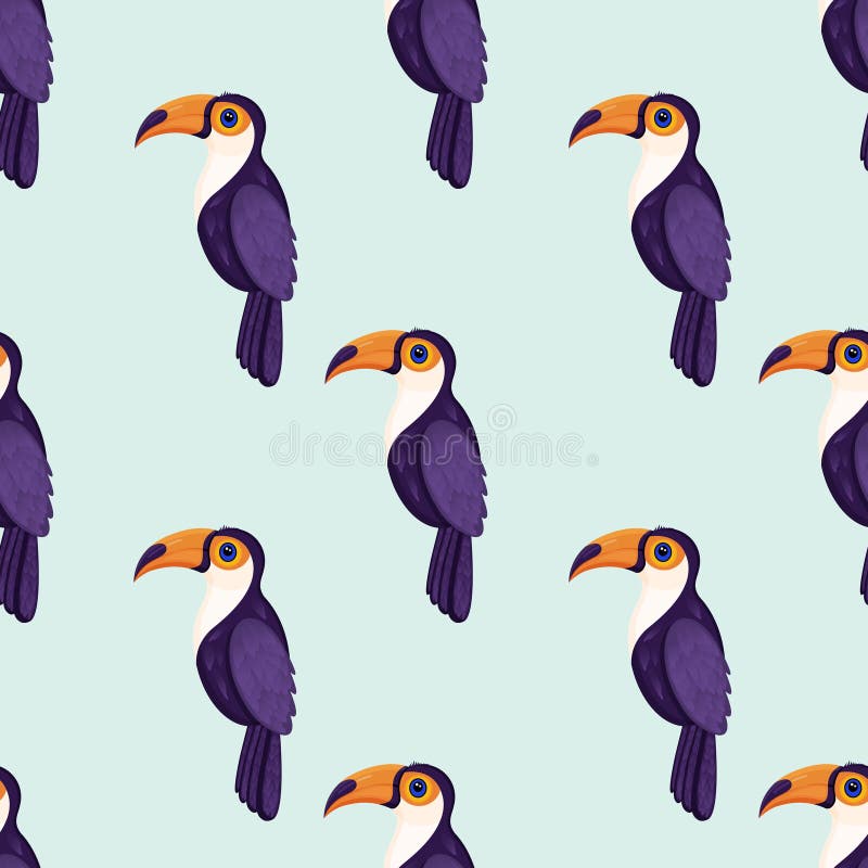 Seamless Texture with Tropical Bird Toucan. Pattern Vector Illustration ...