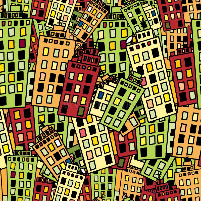 Seamless Texture of Urban Homes. Dense Buildings Stock Vector ...