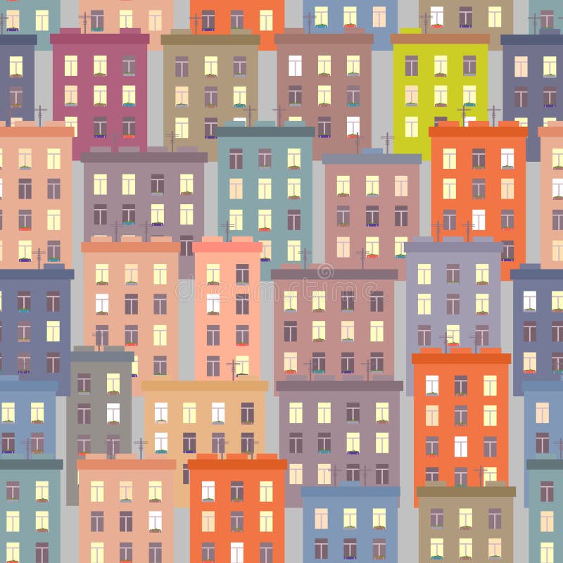 Seamless Texture of Urban Homes Stock Illustration - Illustration of ...