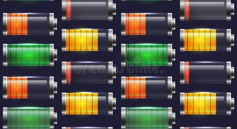 Seamless Texture with Various Types of Transparent Batteries Charge ...