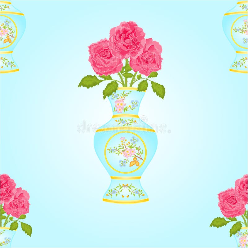 Seamless Texture Vase with Pink Roses Vector Stock Vector ...