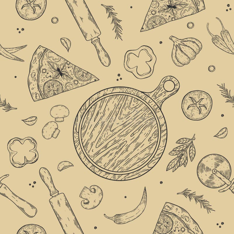 Seamless Texture. Vector Color Image of a Pizza. Slices with Various ...