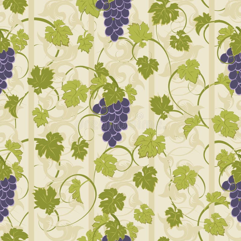 Seamless Texture with Vines and Bunches of Grapes. Stock Vector ...