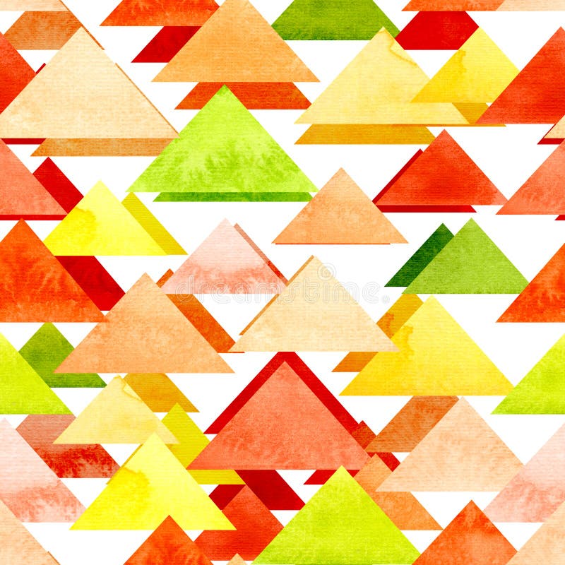 Seamless Texture with Watercolor Bright Red Triangles Stock ...