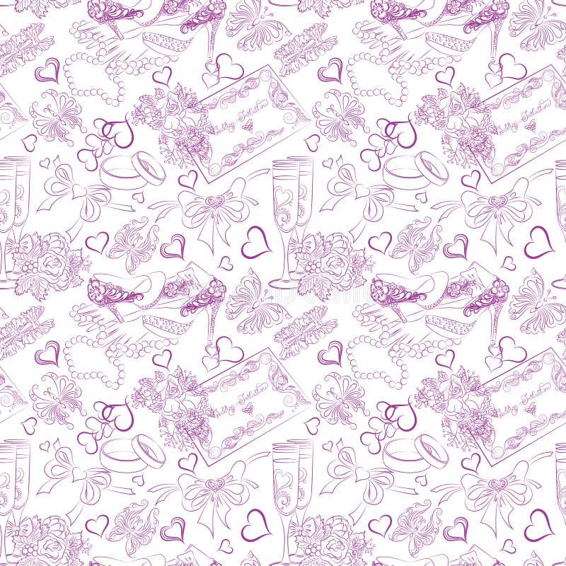 Seamless Texture Wedding Accessories Stock Illustration - Illustration ...
