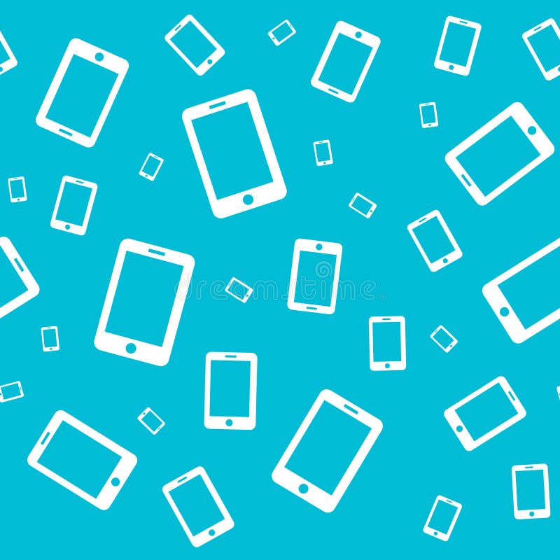 Seamless Texture with White Mobile Phone on a Blue Background Stock ...