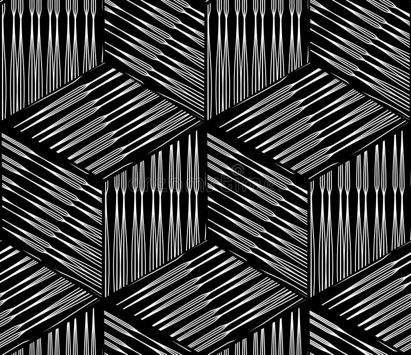 Seamless Texture with White Outline Geometric Forms(cube), Modern ...