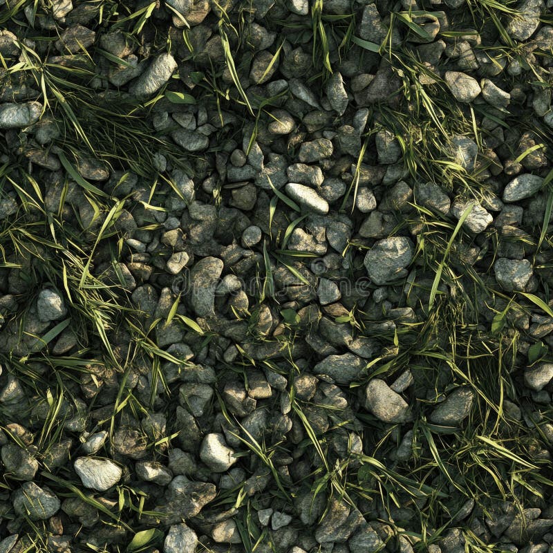 Seamless Texture of Wild Grass, Mixed with Small Stones Scattered ...