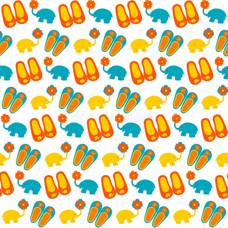 Seamless Texture Wool Slippers and Elephant Decor Over White Stock ...