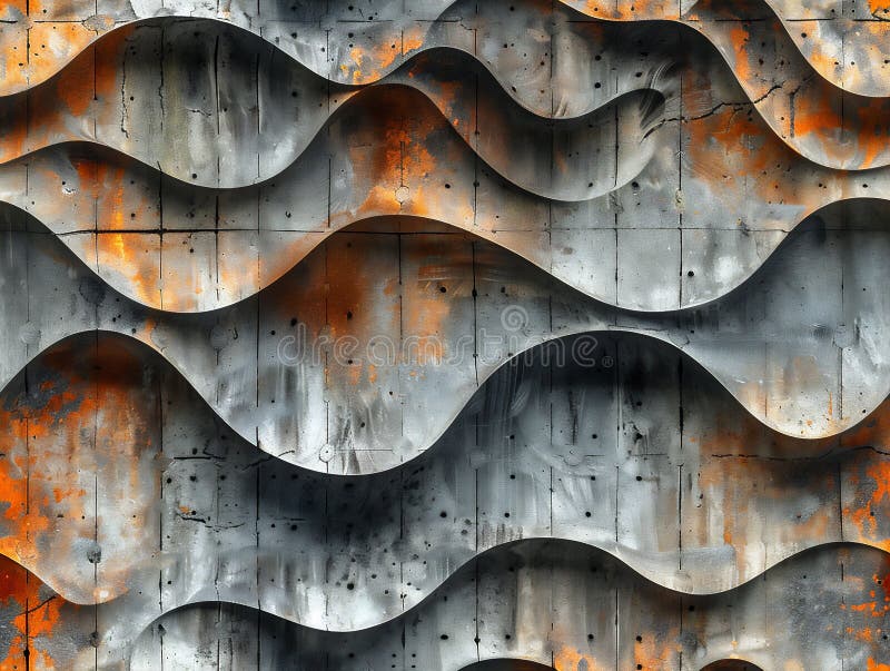 Seamless Textured Concrete Wall with Wavy Patterns and Rust Accents ...