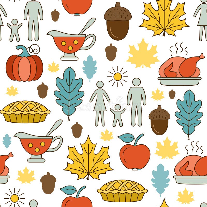 Seamless Thanksgiving Day Pattern. Stock Vector - Illustration of fall ...