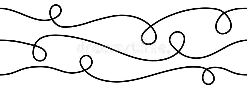 Seamless Thin Squiggle Line Set. Wavy Wiggle Stripe Pattern Collection ...