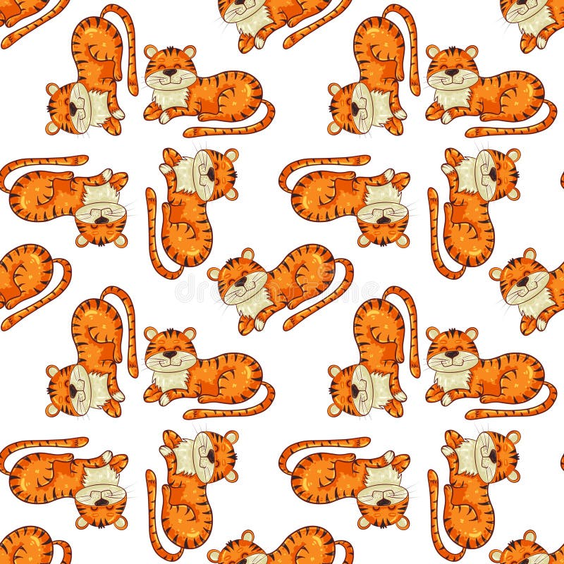 Seamless Tiger Pattern on a White Background Stock Illustration ...