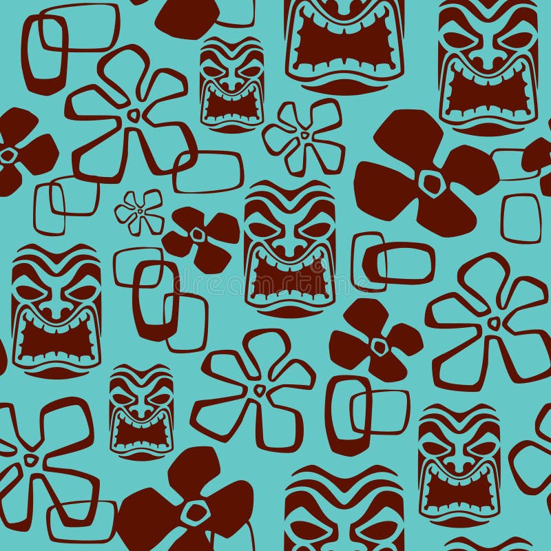 Seamless Tiki Mask Pattern stock vector. Illustration of hawaii - 9440930