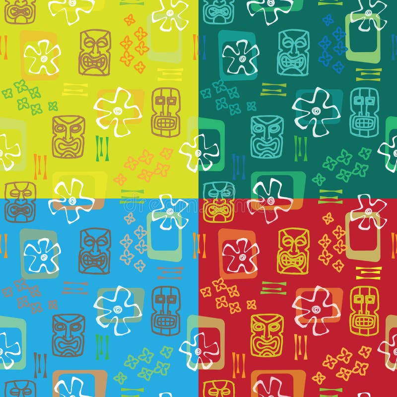 Seamless Tiki Mask Pattern stock vector. Illustration of hawaii - 9440930